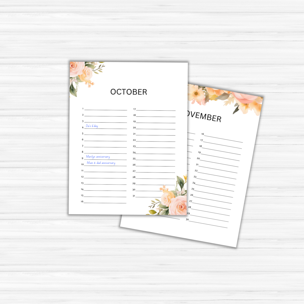 Perpetual Calendar Templates – Snazzy Designs PLR